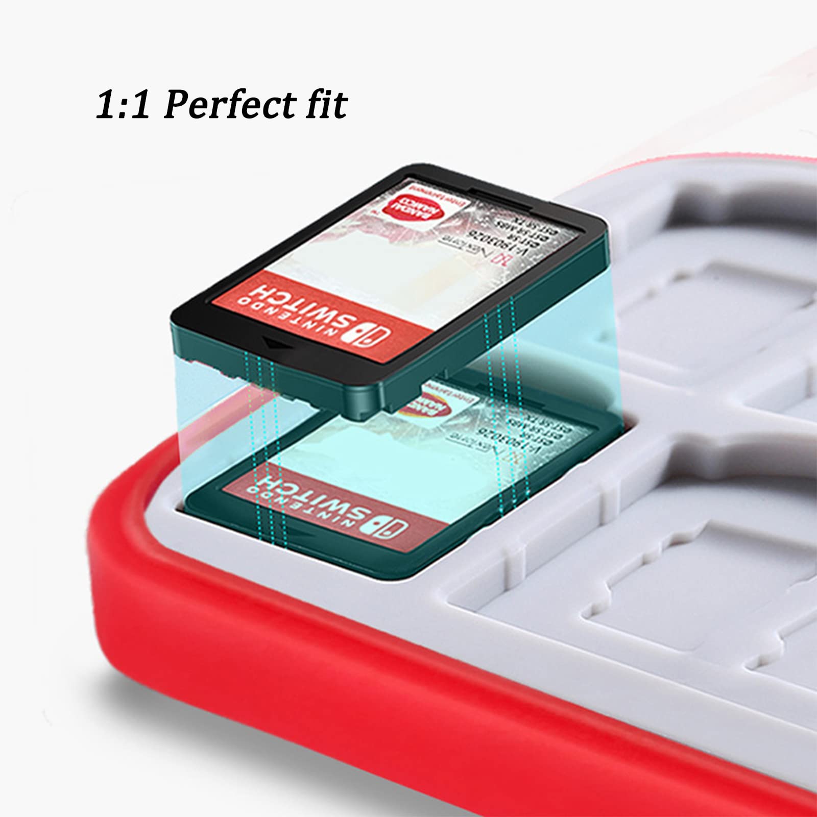 3D Dynamic Game Card Holder Compatible with Nintendo Switch Game Cards, 24 Slots Switch Game Case, Portable Game Storage Box for Travel and Home, Anti-Scratch, Shockproof