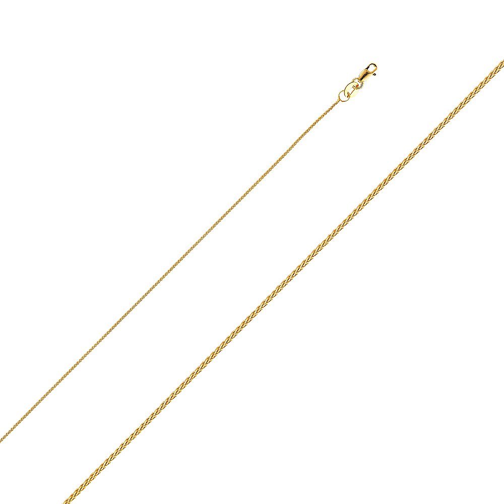 14K Two Tone Gold Jesus Crucifix Cross Charm Pendant with 0.9mm Wheat Chain Necklace - 24"