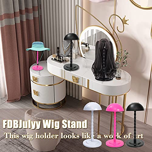 FDBJulyy 4 PCS Wig Stand Wig head Stand Wig head,4 PCS Wig Stand for 14.2 Inch wigs Portable Wig Holder Hat Display Portable Travel Wig Holder Stands for Multiple Wig Head Stand Stable (4 Pack Black)