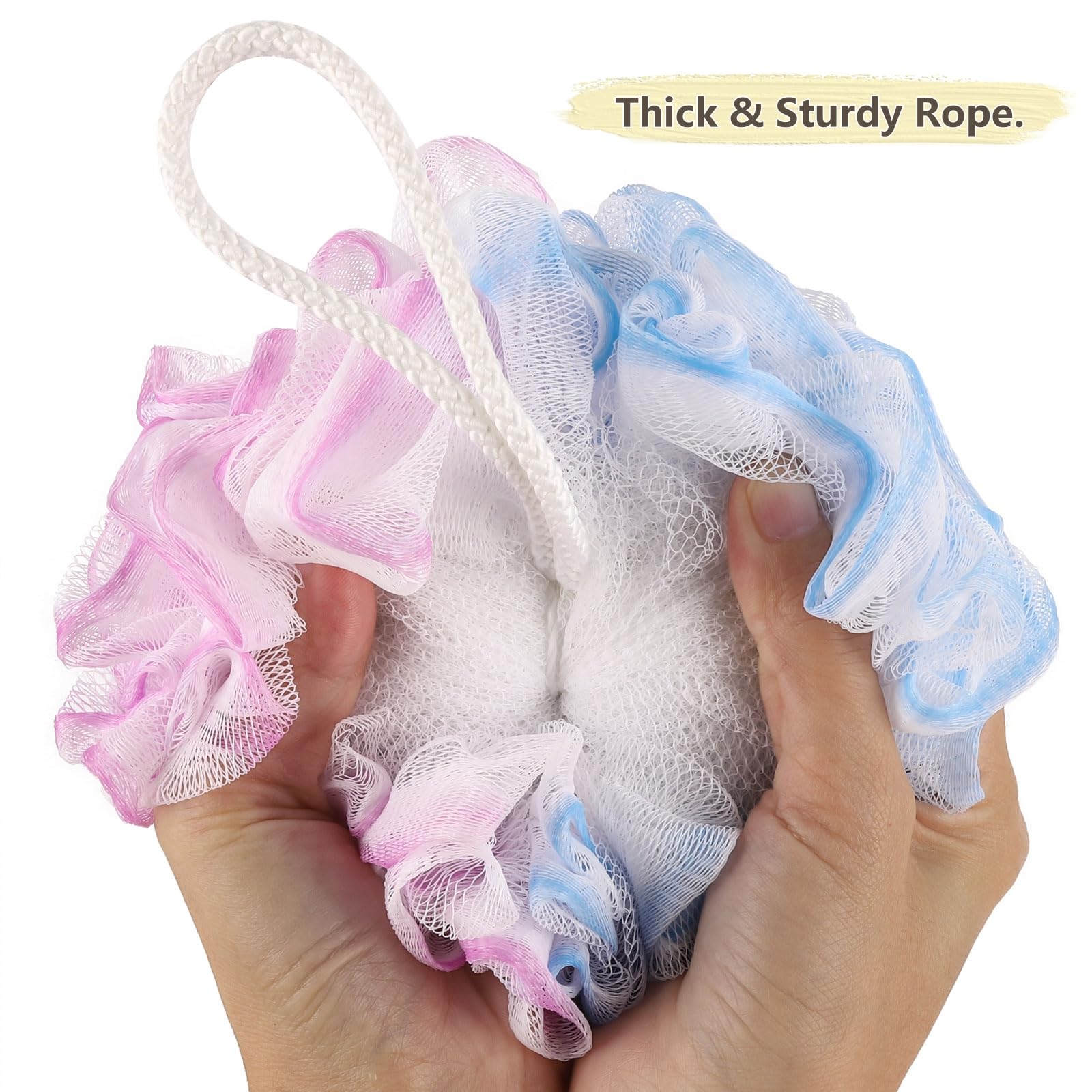 BTYMS 4 Pieces Shower Loofahs Exfoliating Sponge Body Scrubber 75g/pc Bath Puffs Shower Scrunchies Bathing Sponges for Women and Men