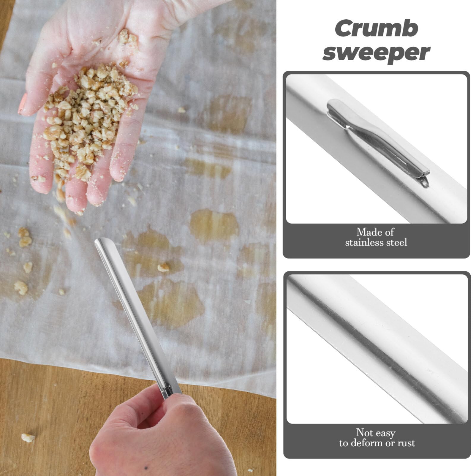 2pcs Crumb Sweepers Stainless Steel Crumbs Scrapers Bread Crumber Cleaner Stainless Steel Table Crumbers Tool for Waiters Waitresses and Servers