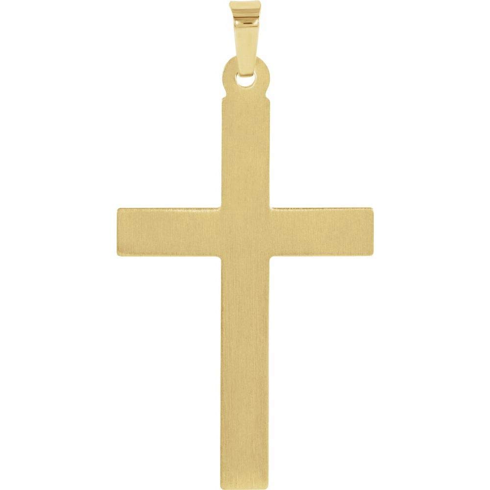 14k White and Yellow Gold Two Tone 29x19mm Hollow Cross Crucifix Charm Pendant (29mm x 19mm)