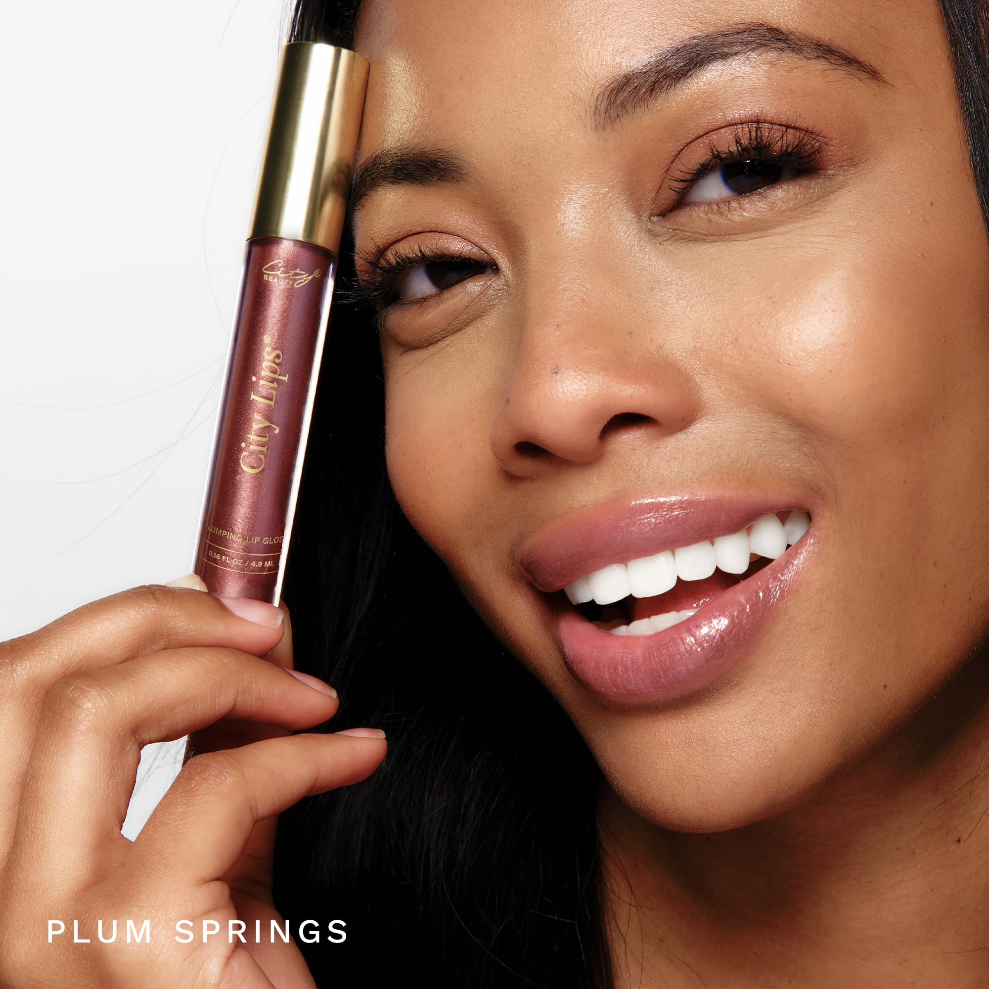City Beauty City Lips Plumping Lip Gloss Plum Springs - High-Shine Gloss for Fuller, Younger-Looking Lips | Hydrating & Smoothing Lip Treatment Hyaluronic Acid
