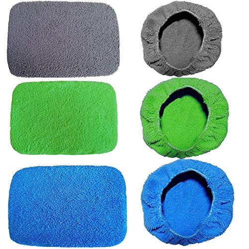 Majory Car Care Microfiber Cloths for Windshield Cleaning Tool, Windshield Cleaner Wand Replaceable Glass Cleaning Bonnets, Interior Auto Window Cleaner Washing Pads, Fit 5”, 6 Pack