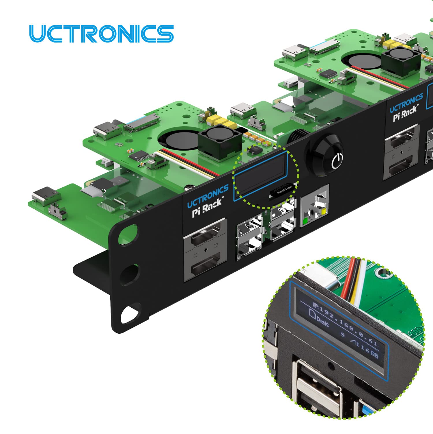 UCTRONICS for Raspberry Pi 4 Rerouting Board with POE Functionality, OLED Display, Power Switch and SD Adapter Board