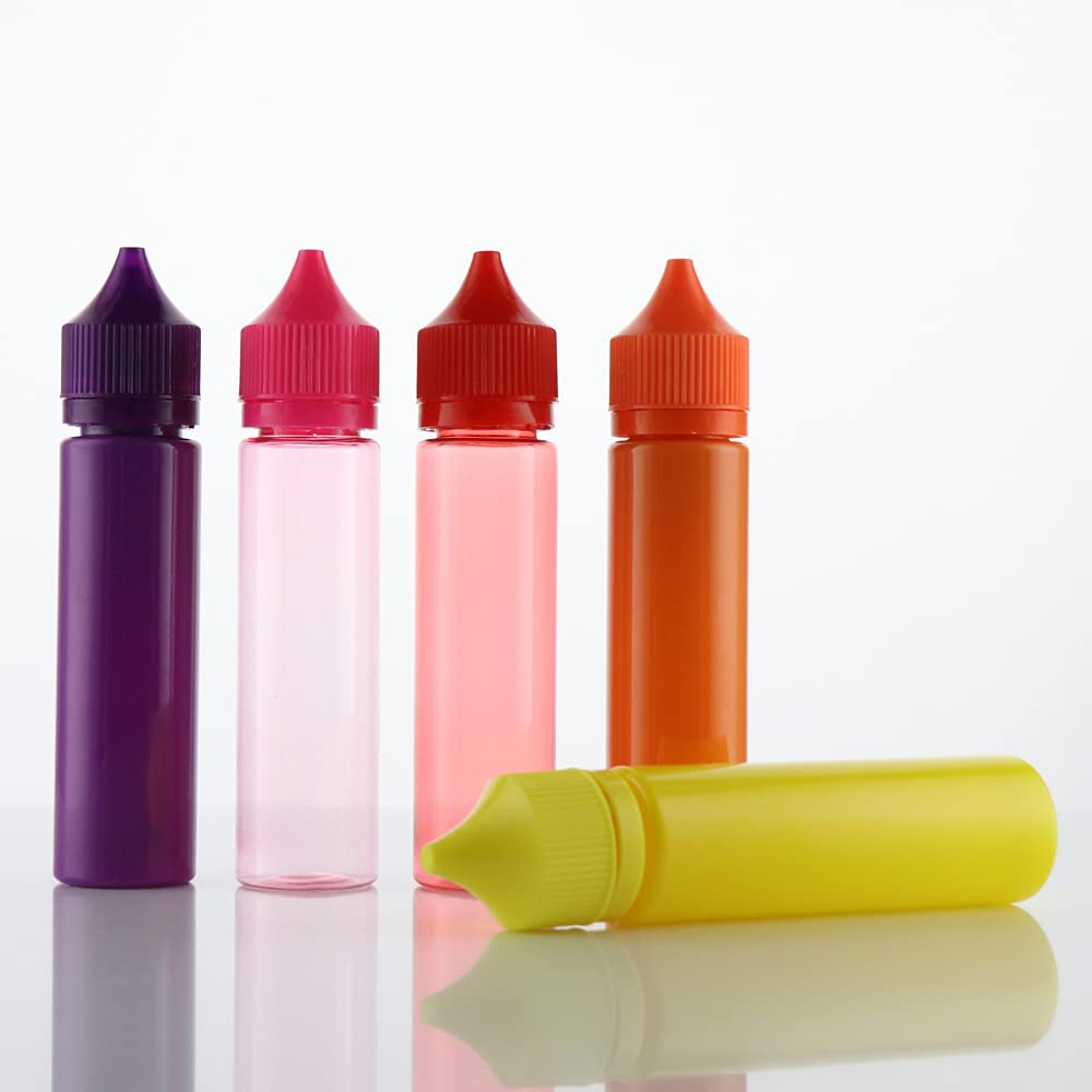 fengwanda 11pcs empty colourful liquid bottle 10pcs 60ml PET dropper bottle 1pcs 120ml liquid needle bottle with 10pcs Gift Sticker Labels mix color