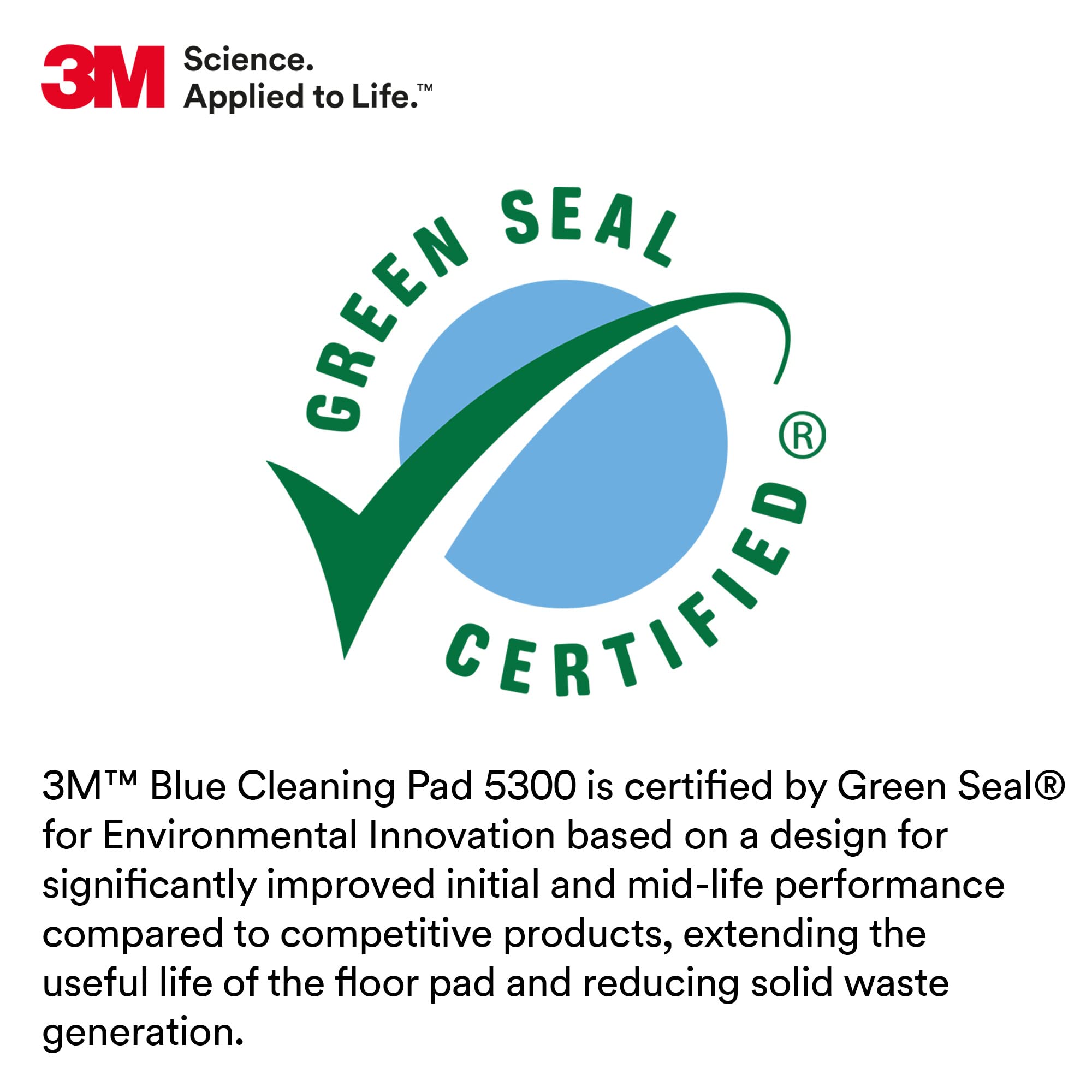 3M Blue Cleaner Floor Pad 5300, 11", 5/Case, Heavy Duty Scrubbing Pad for Hard Surface Floors