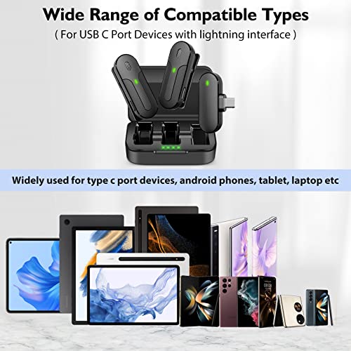 2 Wireless Lavalier Microphone for Android - Lav Mics Lapel for Video Recording with Battery Case