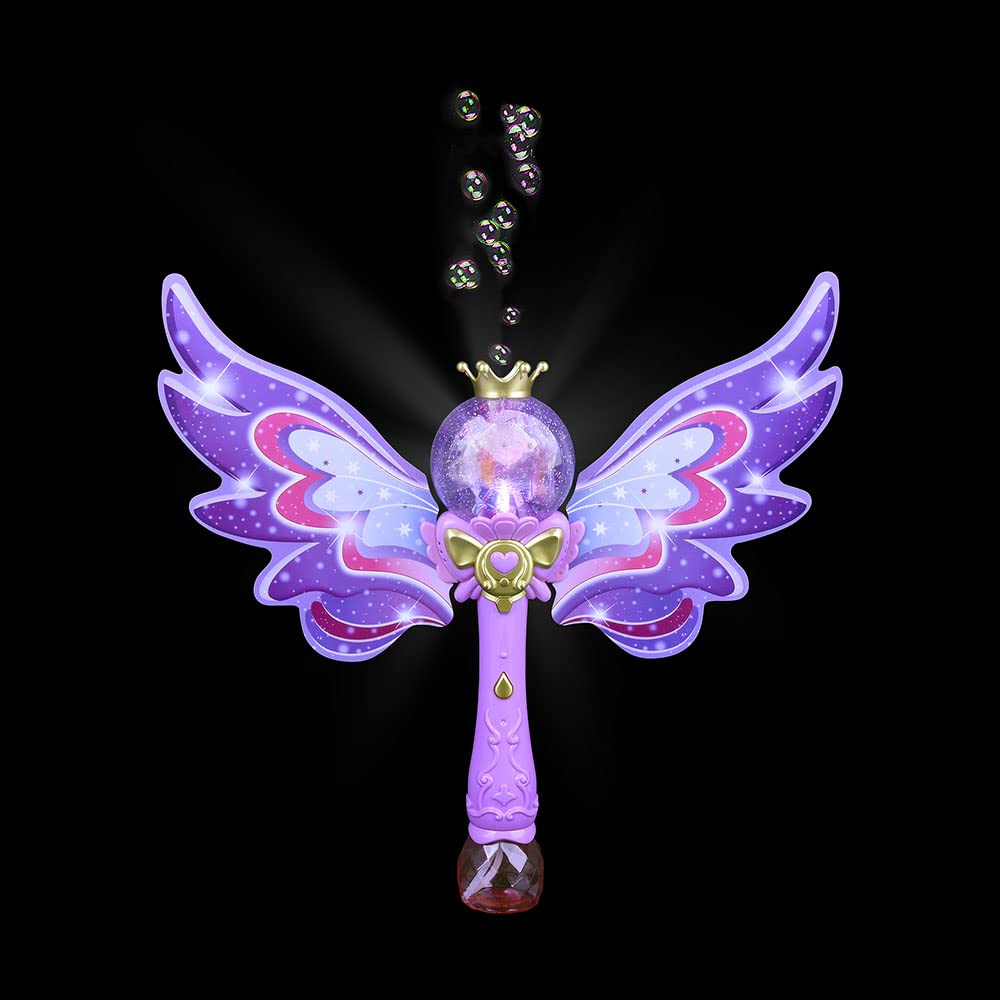 14” Fairy Bubble Blower Wand with Dazzling LED Lights – Forest & Twelfth Bubble Wands for Kids, Battery-Powered Bubble Blaster, Includes Bubble Solution – Perfect Bubble Blower for Toddlers (Fairy)