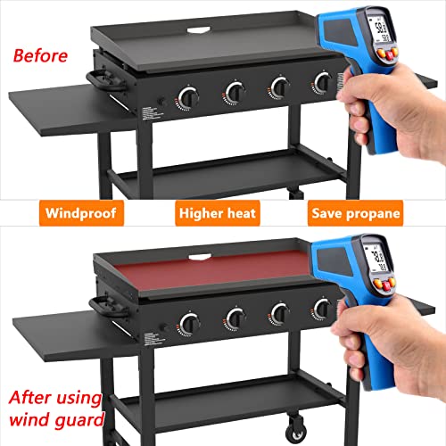 ClimbFun Wind Guard for Blackstone 36 Inch Griddle Wind Screen Flat Top Grill Accessories Compatible with Rear Grease Cup Hood and Side Shelf Blackstone Griddle Accessories Black