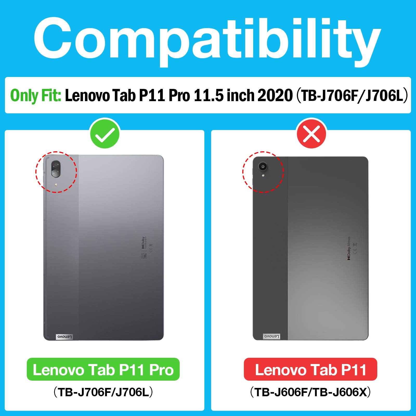 ProCase for Lenovo Tab P11 Pro Case 11.5 inch 2020 (TB-J706F / TB-J706L), Slim Lightweight Smart Cover Tri-fold Stand Folio Hard Shell Case for Lenovo Tab P11 Pro 11.5" Tablet 2020 Release –Black