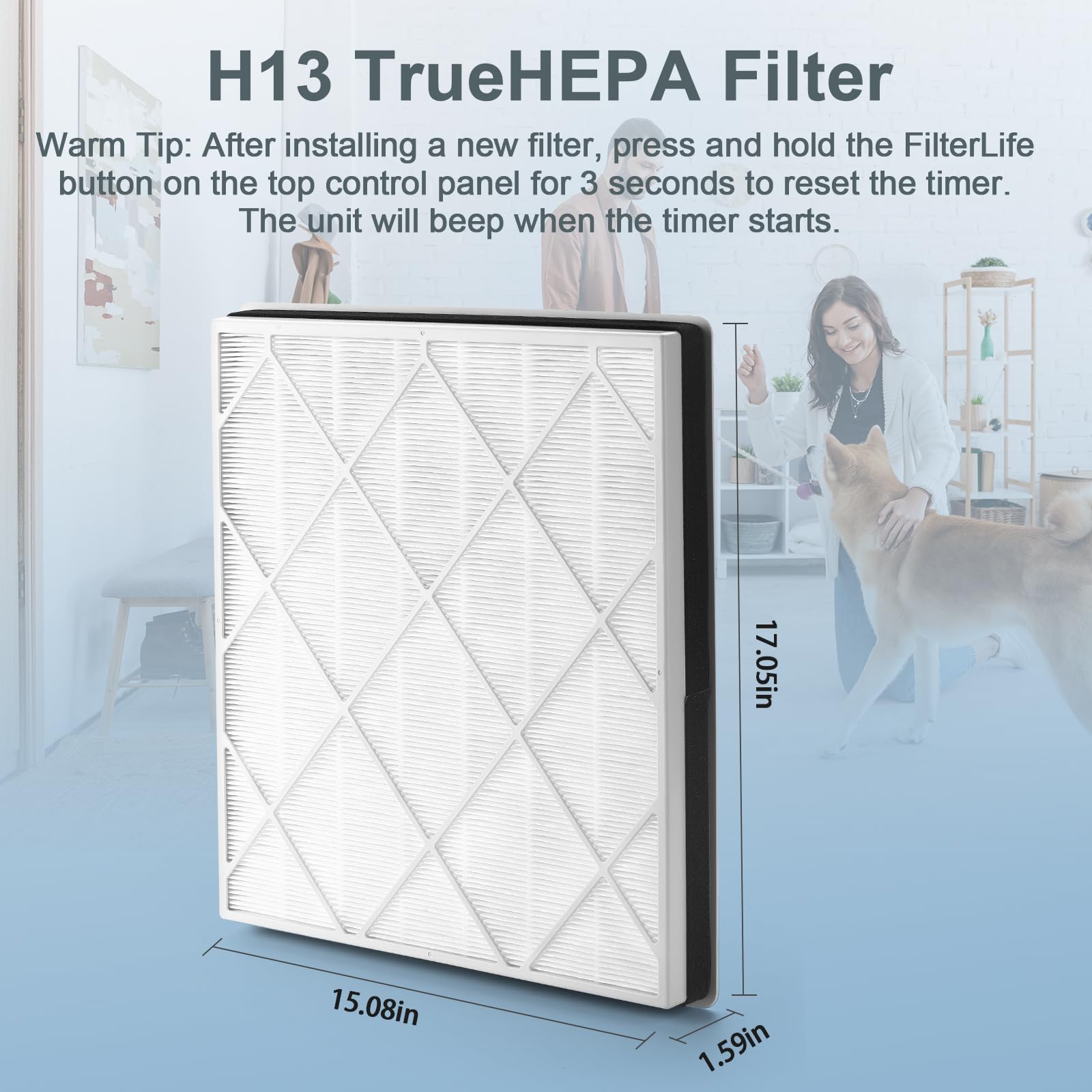 2-Pack HE401 Filter for Shark Air Purifier 4 - Replacement HEPA H13 Filter, Compatible with HE401, HE402, HE405, HE400, UA415 Models - Part Numbers HE4FKPET, HE4FKBAS, HE4FKPRO, 100356-chn-1