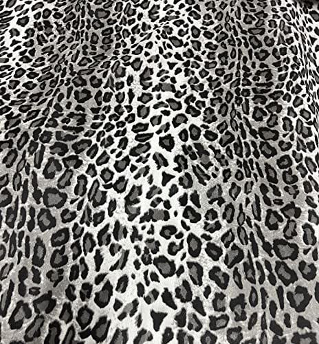 FABRICS FOREVER Faux Leather Leopard White Black Upholstery Fabric by The Yard - 1 Yard 54" x 36" Wide | Leopard White Black Vinyl Fabric Material Faux Leather Sheets for DIY, Upholstery Crafts