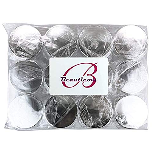 Beauticom 12 Piece 1 oz. USA Acrylic Round Clear Jars with Flat Top Lids for Creams, Lotion, Make Up, Cosmetics, Samples, Herbs, Ointment (12 Pieces Jars + Lids, Silver)