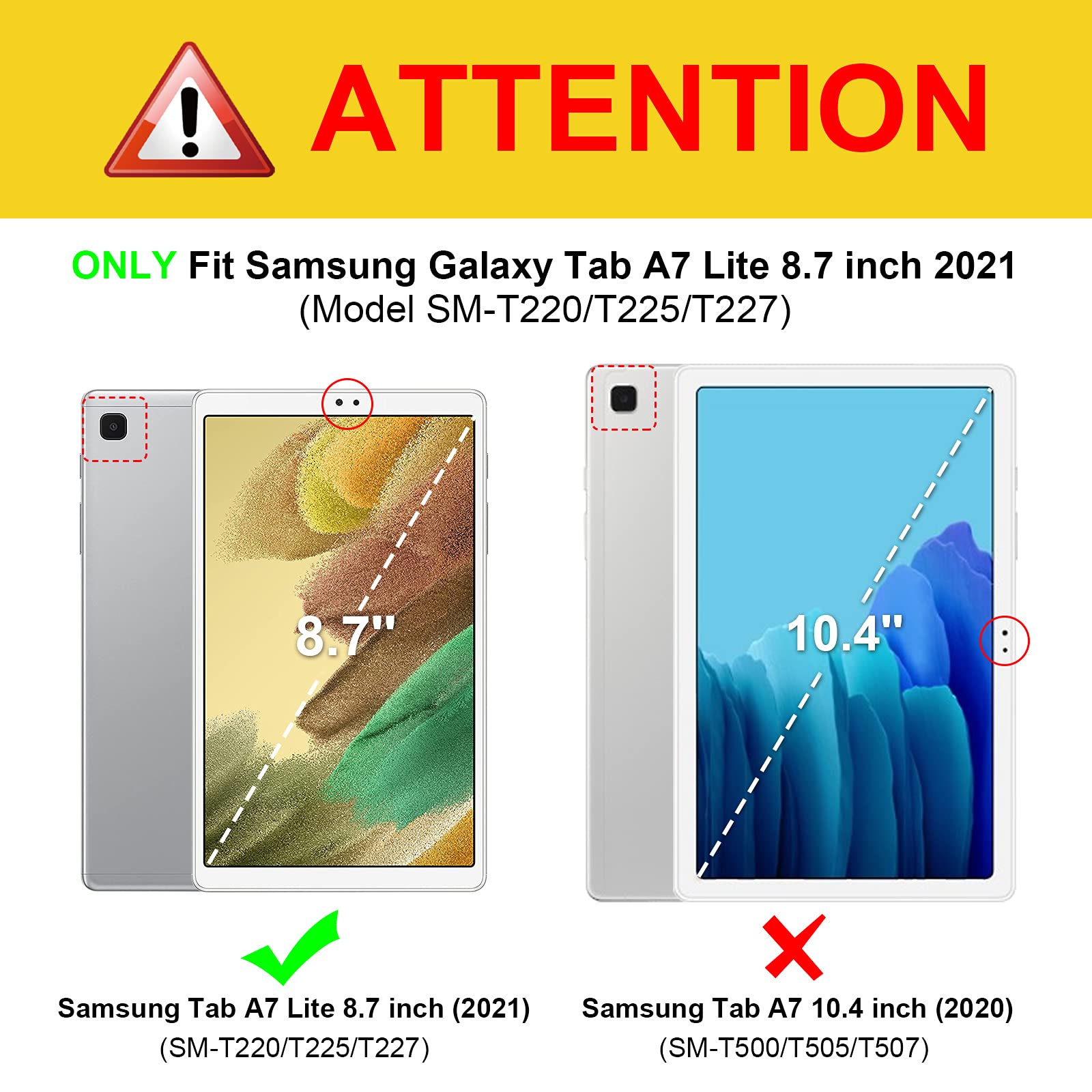Fintie Case for Samsung Galaxy Tab A7 Lite 8.7 Inch 2021 Model (SM-T220/T225/T227), Multi-Angle Viewing Smart Stand Back Cover with Pocket, Black
