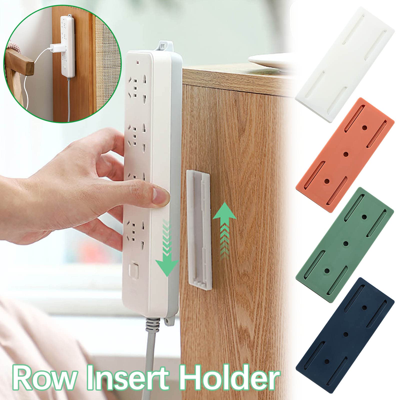 12 Pack Self-Adhesive Desktop Socket Fixer, Adhesive Punch Free Socket Holder Cable Management Punch Free Surge Protector, Desktop Mountable Plug-in Socket Fixer Bracket Stand (12pc-e)