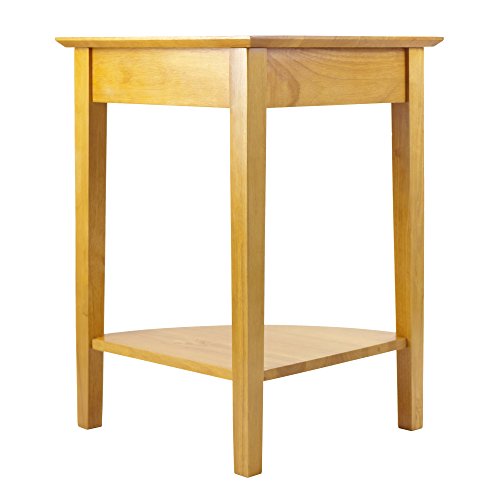 Winsome Wood Studio Home Office, Honey & Wood Corner Desk with Shelf, Honey