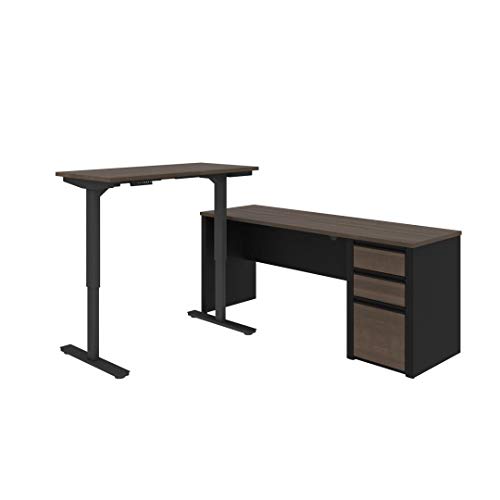 Bestar Connexion L-Shaped Standing Desk with Pedestal, 72W, Antigua & Black