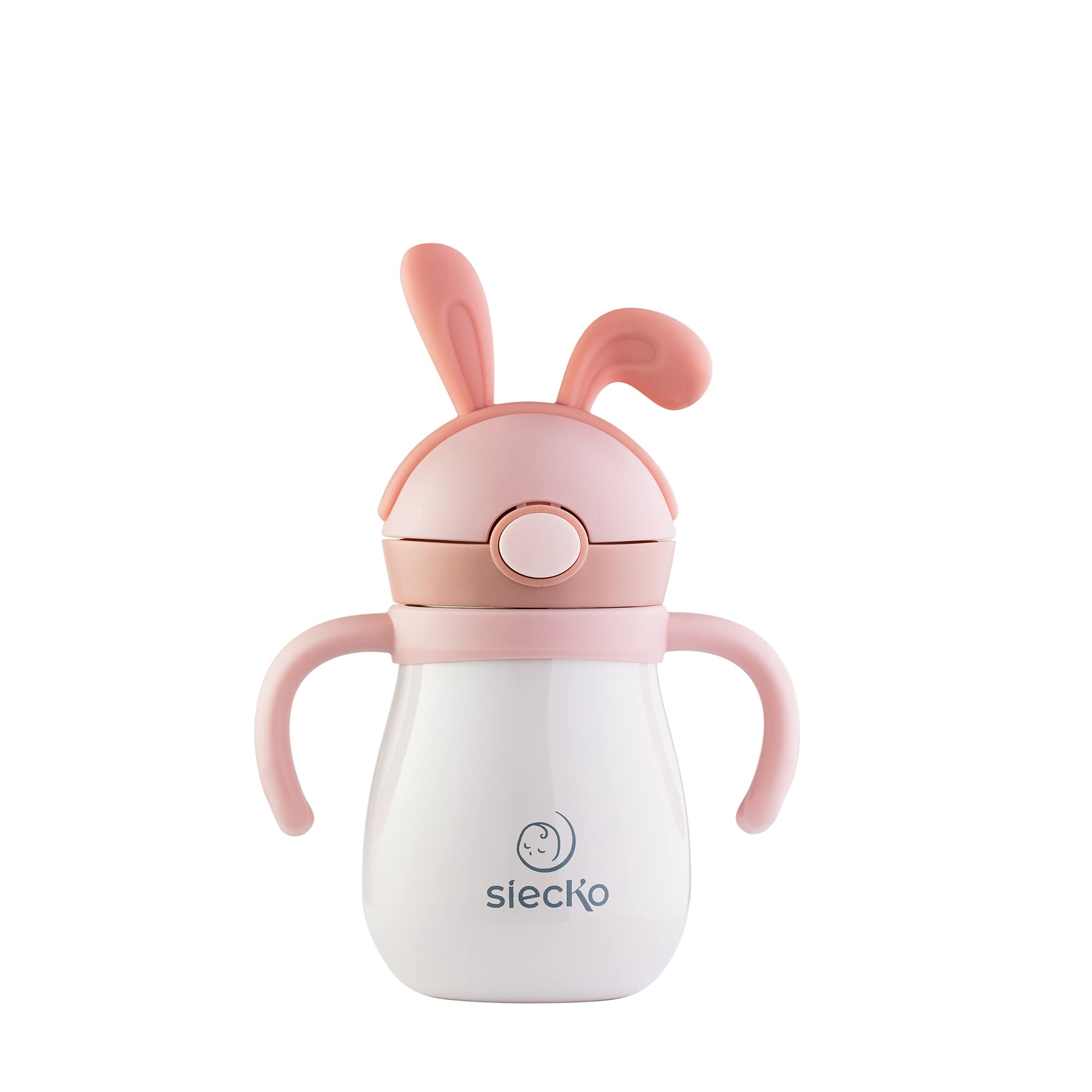 SIECKO Stainless Steel Baby Water Bottle - Straw Sippy Cups For Toddlers - 2 Kinds of Lids - Pacifier and Straw Sippy Cup - Double Walled - Insulated Baby Bottle - 9Oz