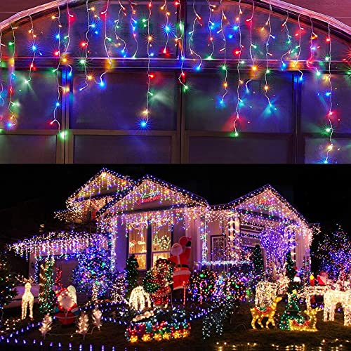 KiflyTooin Led Christmas Lights Outdoor Christmas Decorations Hanging Lights 400LED 8 Modes 75 Drops, Outdoor Indoor Fairy String Lights for Party, Holiday, Wedding Decorations (Multicolor)