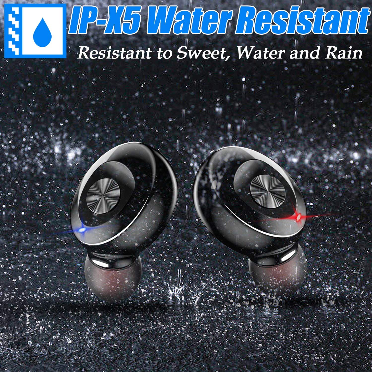 Lady house Earbuds 5.0 Mini Headphones, IPX5 Waterproof Hi-Fi Stereo Built-in Mic Headset, in-Ear Earphones with Charging Case for Daily use, Mat black