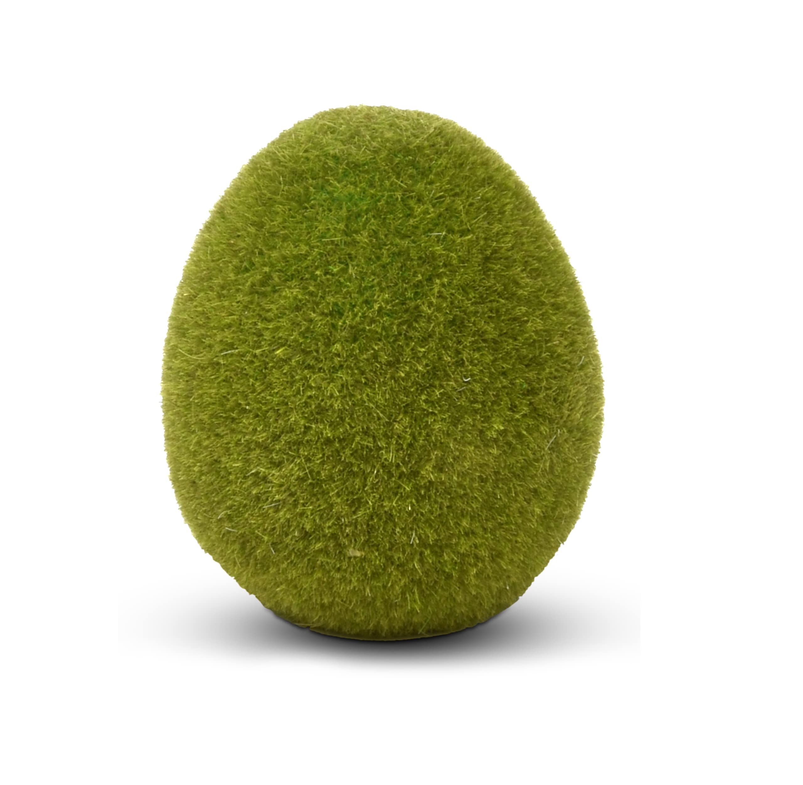 6 Easter Green Mossy Eggs Spring Decor Artificial Fuzzy Flocked Moss Balls Decorative Holiday Furry Covered Egg for Indoor Home Kitchen Table Shelf Bowl Decorations & Outdoor Garden Yard Potting Craft