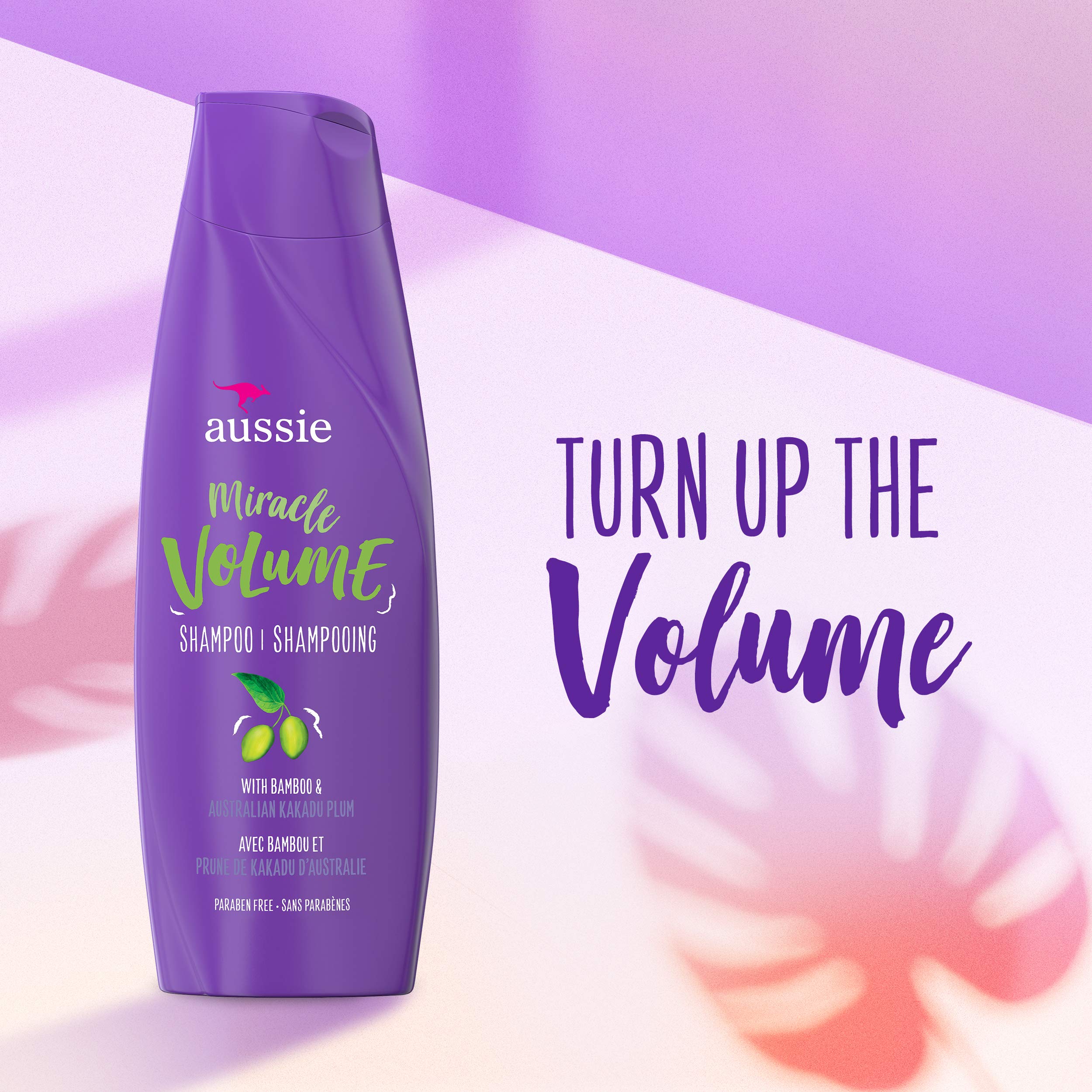 Aussie Miracle Volume with Plum & Bamboo, Paraben Free Shampoo, 26.2 fl oz