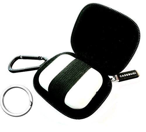 CASEBUDi Tough Travel Case for Apple AirPods | Key Ring and Carabineer | Use as Keychain | Sturdy, Stylish, Ballistic Nylon, Impact Protection for Travel or Storage (Cool Grey)