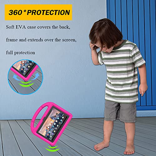 All-New Fire 7 Tablet Case (12th Generation, 2022 Release) - DICEKOO Lightweight Shockproof Kid-Friendly Cover with Handle & Kickstand for Kindle Fire 7 Kids Tablet - Pink