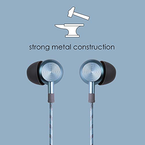 BoomPods Digibuds USB-C Headphones - Best in-Ear Digital Earbuds with USBC Type Connector, Fabric Braided Cable, Sweatproof, Wired Inline Controls for Seamless Entertainment (Ice Blue)