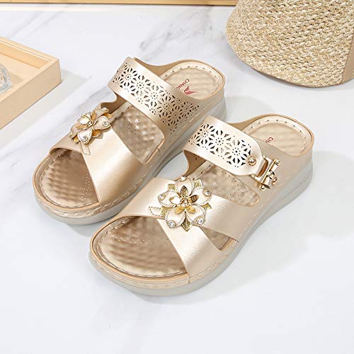 justHIGH Women’s Beach Wedge Sandals – Ladies Platform Flip Flops with Orthotic Arch Support Lightweight