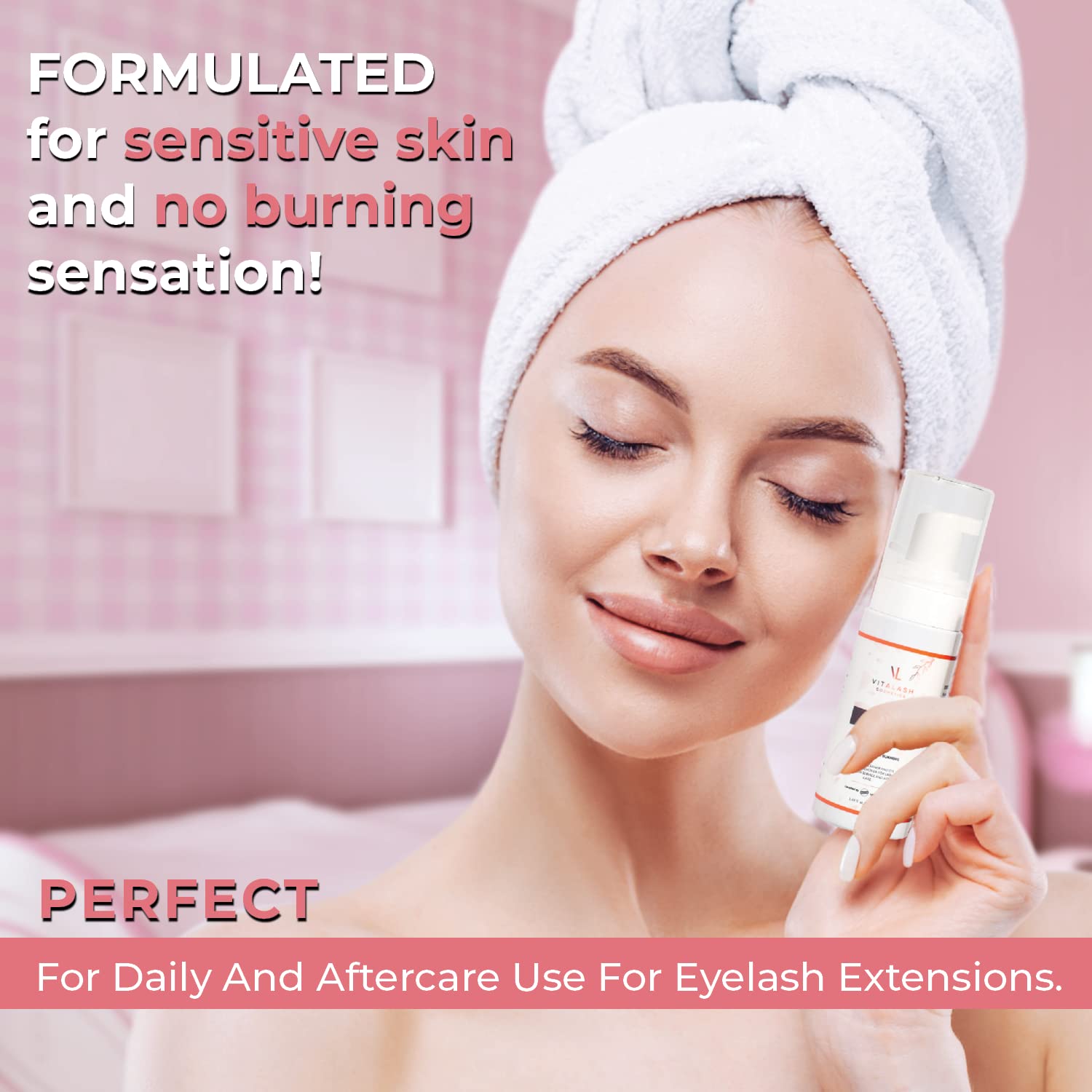 Vitalash Cosmetics Lash Extension Cleanser - Lash Shampoo for Lash Extensions - Lash Foam Cleanser for Extensions - Safe & Irritation Free - 50ML/1.69FL.oz + Brush