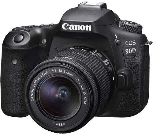 Canon EOS 90D DSLR Camera w/Canon 18-55mm STM Lens Kit + Pro Photo & Video Accessories Including 128GB Memory, LED Light, Condenser Micorphone, 60" Tripod & More