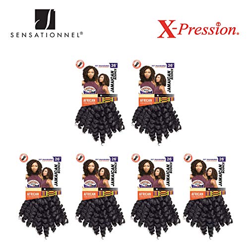 6 Packs Deal!!! JAMAICAN BOUNCE 26" - Sensationnel African Collection Crochet Braid (6-PACK, 1B Off Black)