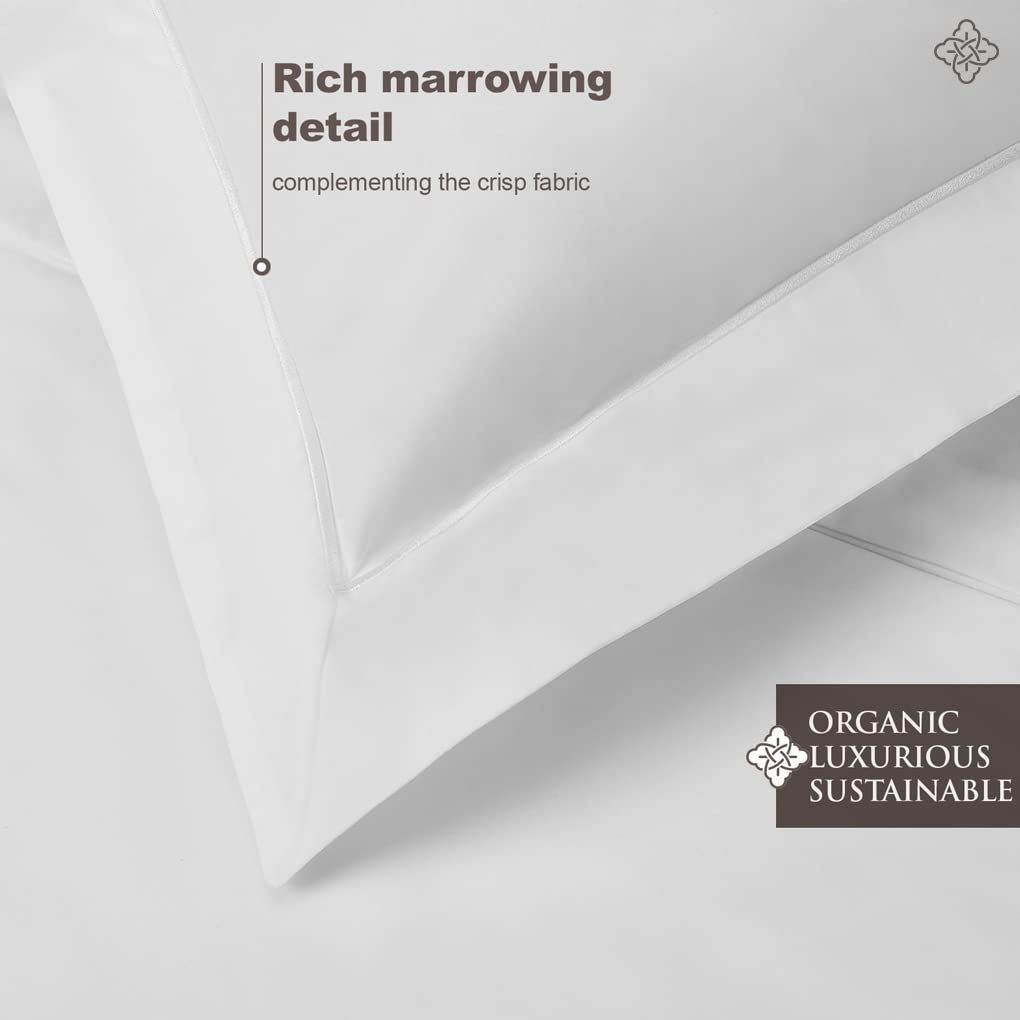 BIOWEAVES 100% Organic Cotton Percale Duvet Cover King Size Set β Crisp, Soft & Naturally Cooling Weave, 300 Thread Count GOTS Certified King Duvet Cover & 2 Pillow Shams β 106x92 inches, Ivory