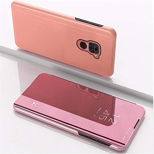 EMAXELERR Xiaomi Redmi Note 8 Pro Case Cover Stylish Mirror Plating Flip Full Body Protective Reflection Ultra Thin Hard Anti-Scratch Shockproof Frame for Xiaomi Redmi Note 8 Pro Mirror:Rose Glod