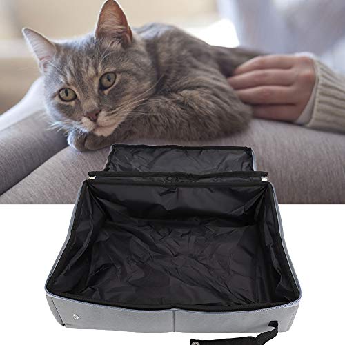 Cat Litter Box, Soft Cat Litter Box Portable Folding Cat Toilet, Waterproof Cat Litter Box for Outdoor Camping(Gray, L)