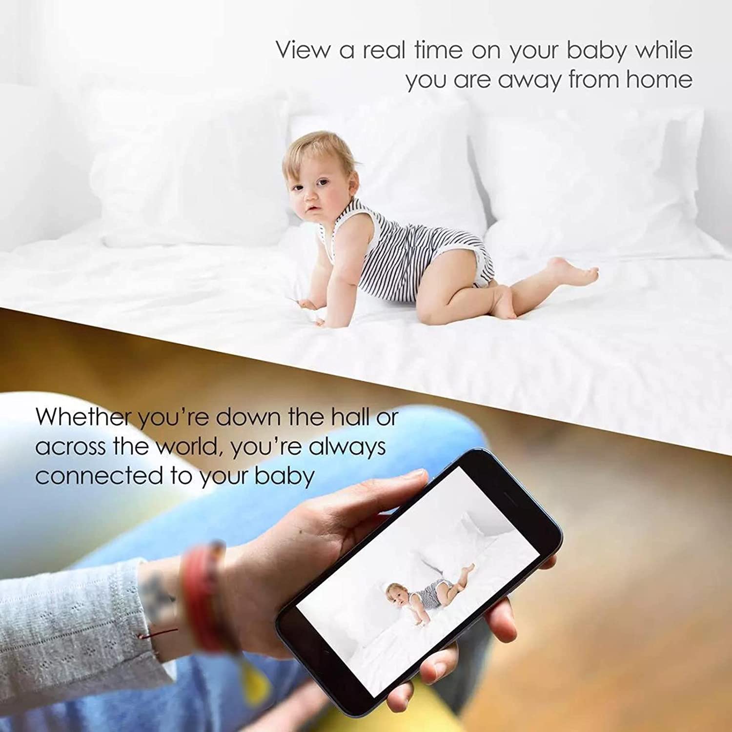 2.4GH WiFi 1080P Wireless Intelligent Security Camera, with 150° Wide Angle Lens,Voice Call, Remote Record,Night Vision,Two-Way Video,Snapshot, Playback, App for iOS and Android