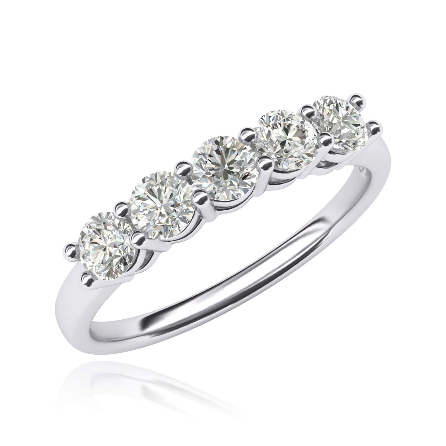14k White Gold Eternal Five Stones Anniversary Ring Simulated Brilliant Diamonds Eternity ring 1.25ctw for Women (7)