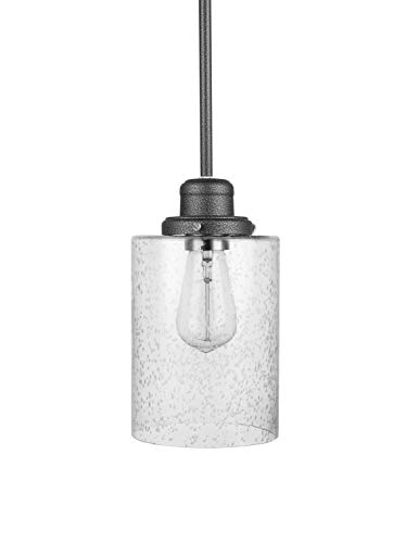 Globe Electric 61009 Annecy 1-Light Pendant, Graphite Finish, Seeded Glass Shade, Bulb Included