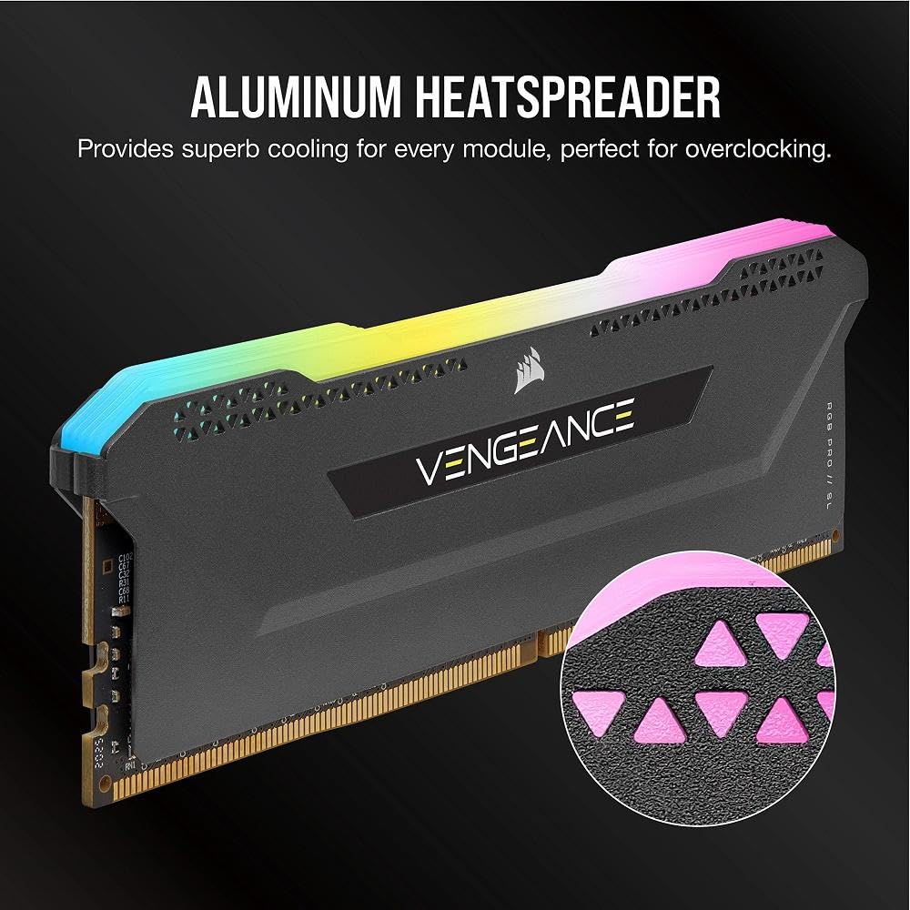 Corsair Vengeance RGB Pro 16GB (2x8GB) DDR4 3600 (PC4-28800) C18 1.35V Desktop Memory - Black (CMH16GX4M2D3600C18)