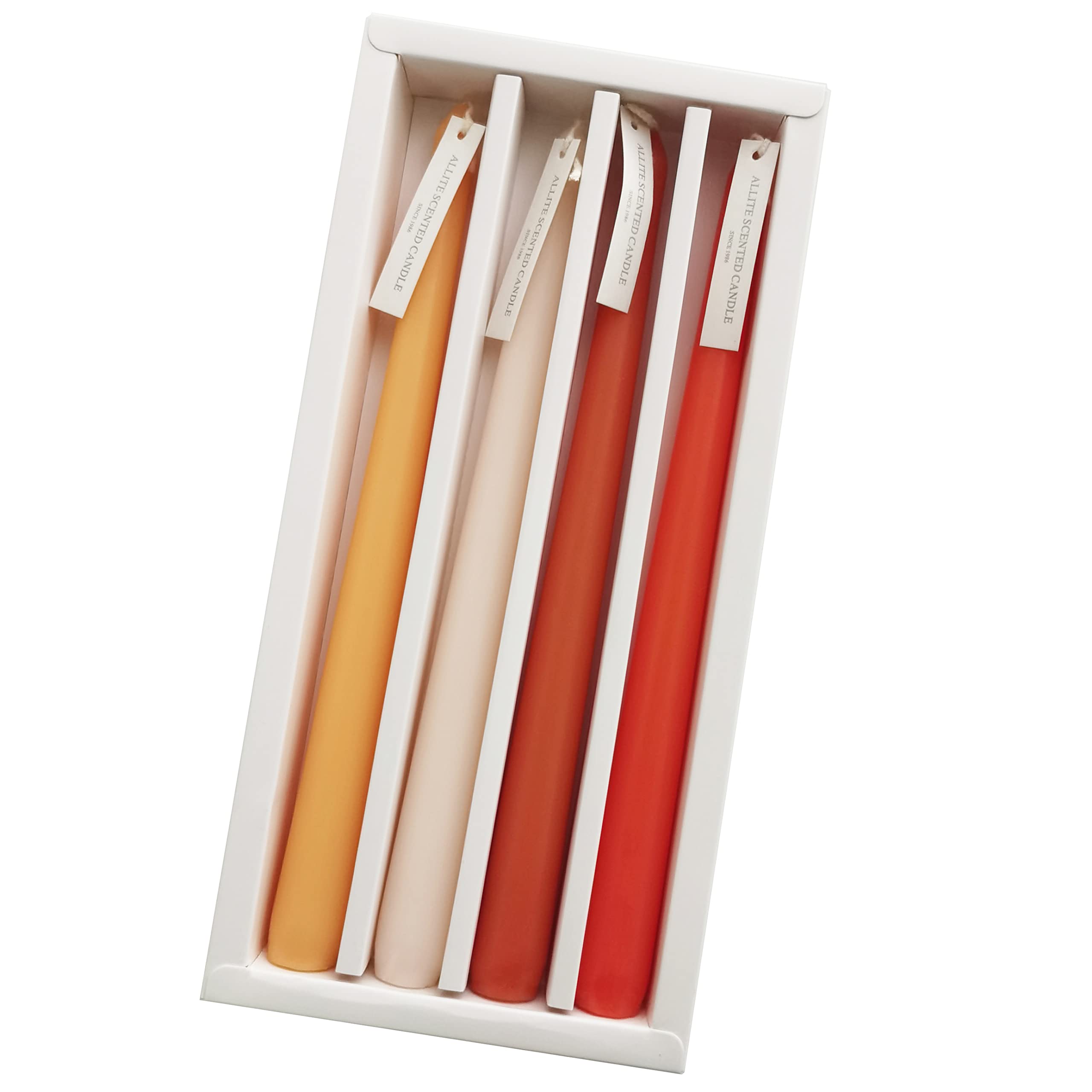 4 PCS Citrus Scented Orange Gradient Color Scented Taper Candles Smokeless Candle Long Candles Wax Colored Taper Candles for Decor Wedding,Festival and Special Occasions,10 INCH