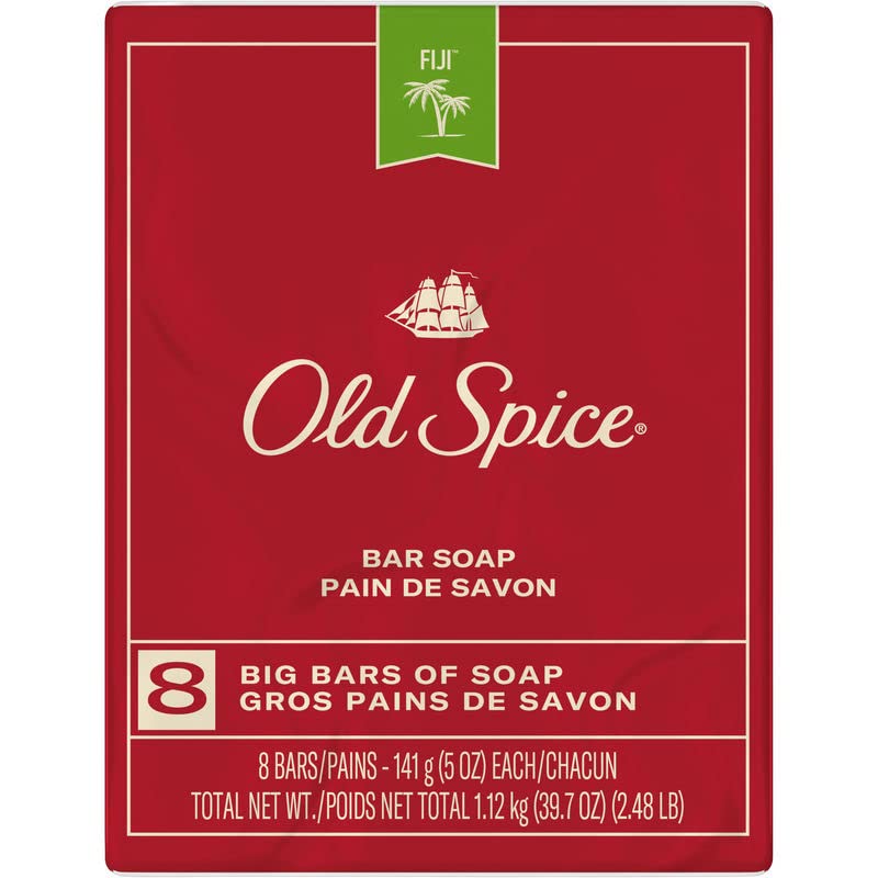 Old Spice bar Soap for Men, Fiji Scent, 8 Bars, 5 Oz Each, 39.7 Oz Total, 39.7 Oz