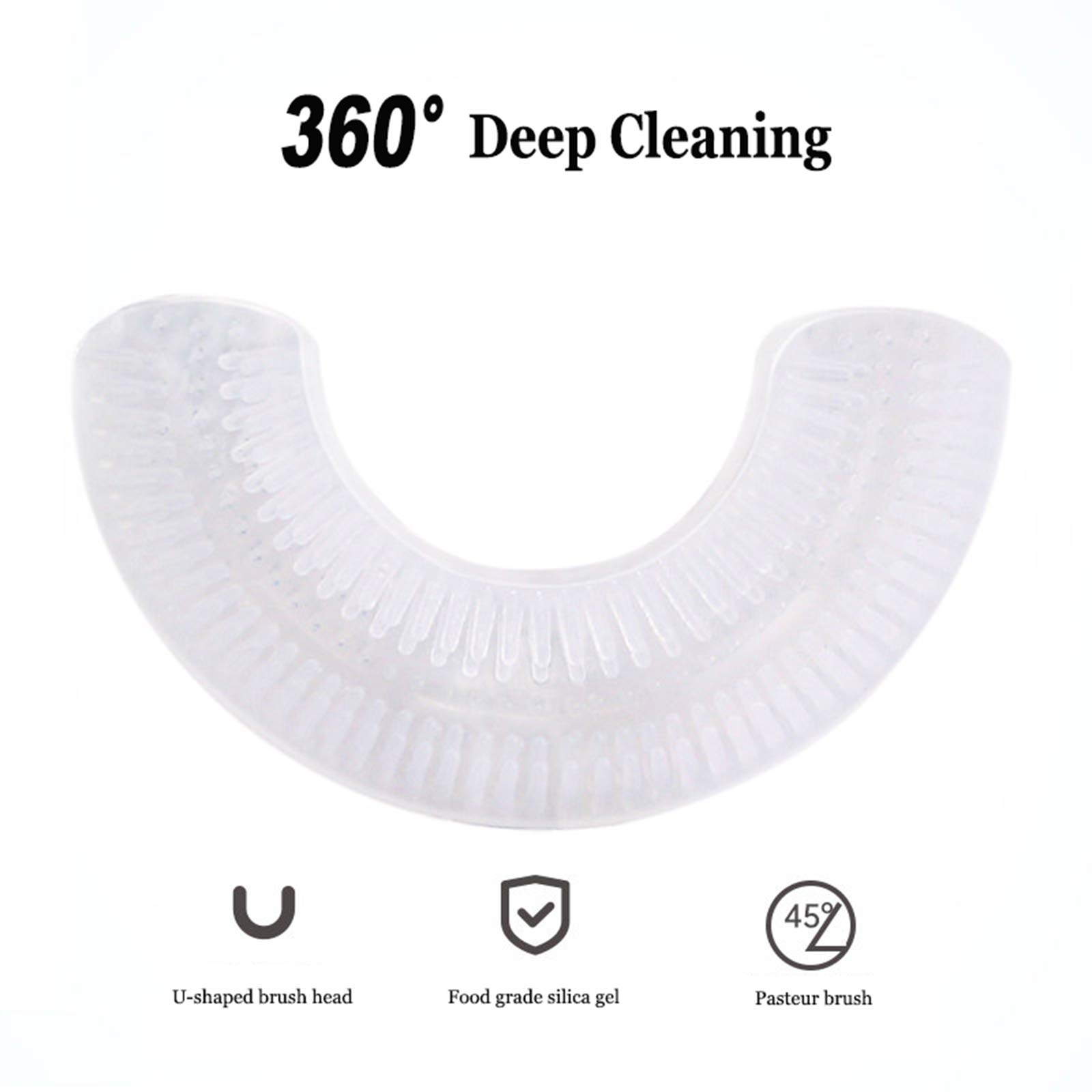 FOKER U-Shaped Electric Toothbrush Brush Replacement Heads, Kids Automatic Toothbrush Head Accessories, Replaceable Toothbrush Head, Silicone Toothbrush Head, Suitable for 2-6 Years Old, Pack of 4