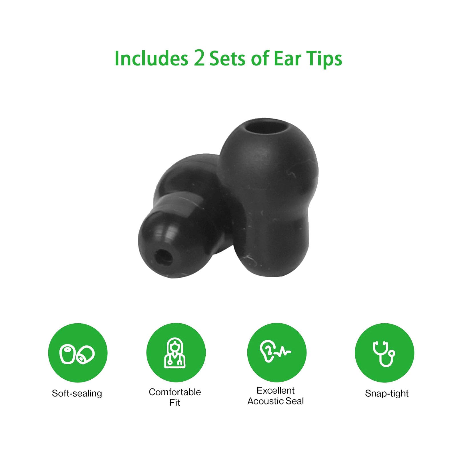 1Pair Ear Tips Replacement for Stethoscopes Silicone Comfortable Stethoscope Ear Pieces Stethoscope Replacement Parts Stethoscope Earplugs, Black