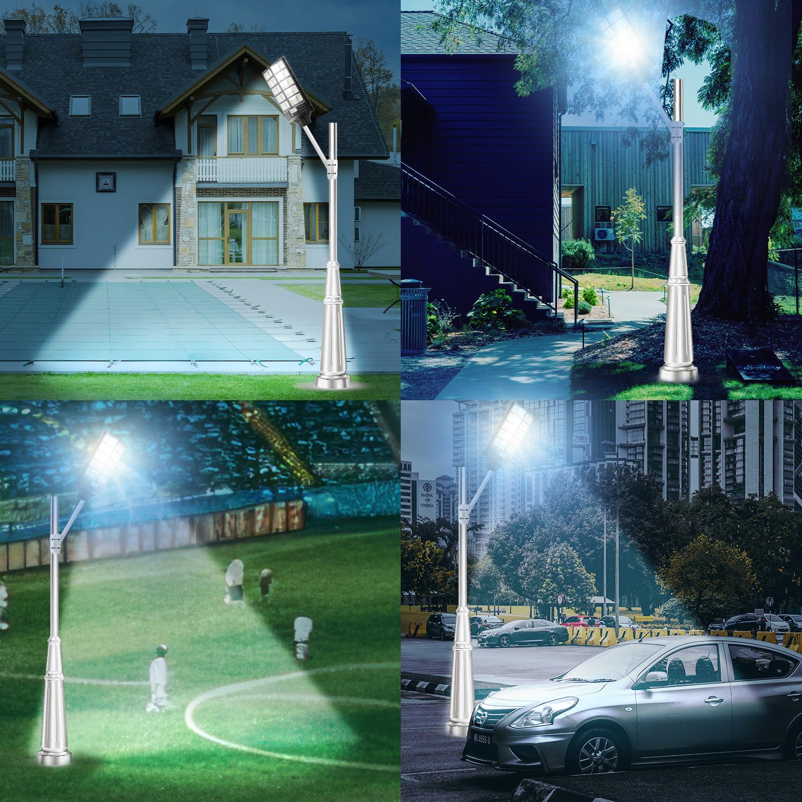3Packs Solar Lights Outdoor Waterproof | High Brightness LED Solar Outdoor Lights with Remote Control | Solar Powered Street Lights for Garden, Yard, Parking Lots | IP67 Waterproof, Motion Sensor