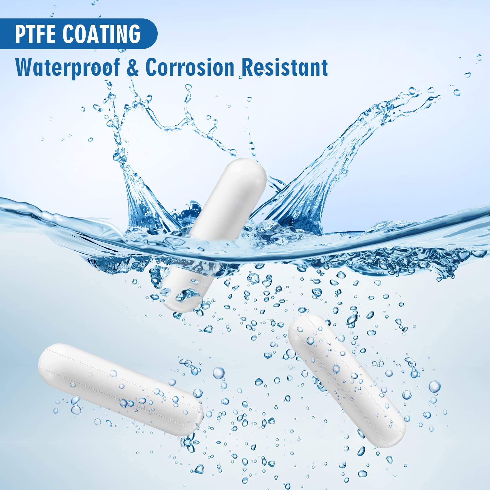 4 Pcs Magnetic Stirrer Mixer Stir Bar Spinner Bars 10mm(0.4inch), Annhua Stir Plate Magnet Bar Stirring Bar for Laboratory, Household, Office - White