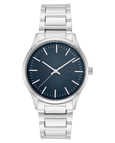 Amazon Essentials Unisex Bracelet Watch, Silver/Navy