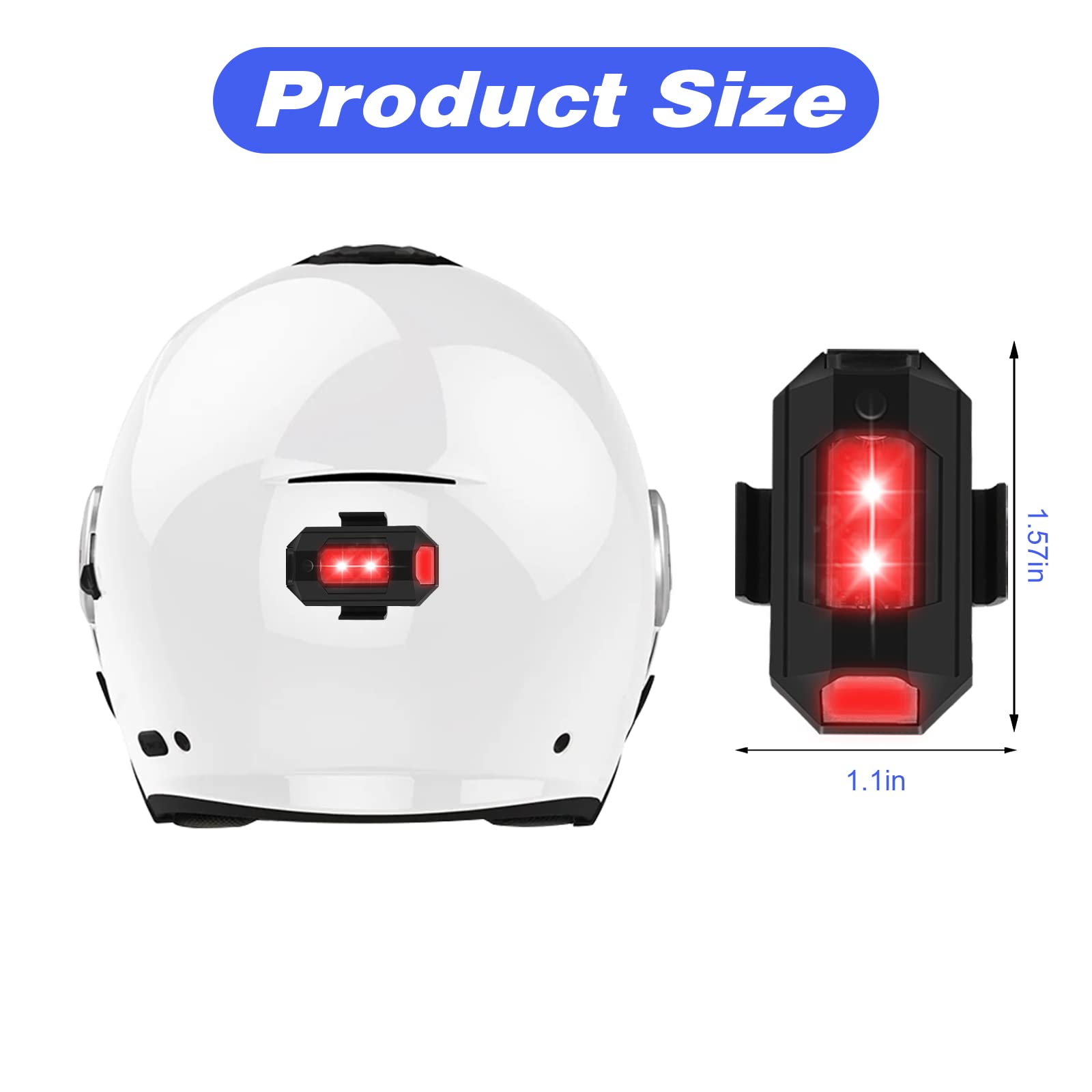 2 Pack Motorcycle Helmet Light, Helmet Light for Night, Jcabin LED Bicycle Rear Light Bike Tail Light, Warning Tail Lights for Night Riding, Helmet Light, with USB-C Chargeable Cable- Change 7 Colors