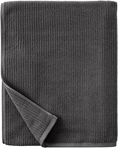 Amazon Aware 100% Organic Cotton Ribbed Bath Towels - 6-Piece Set, Dark Gray